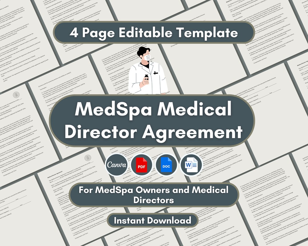 Medspa Template Medical Directors Canva Contract Agreement Form, Med ...