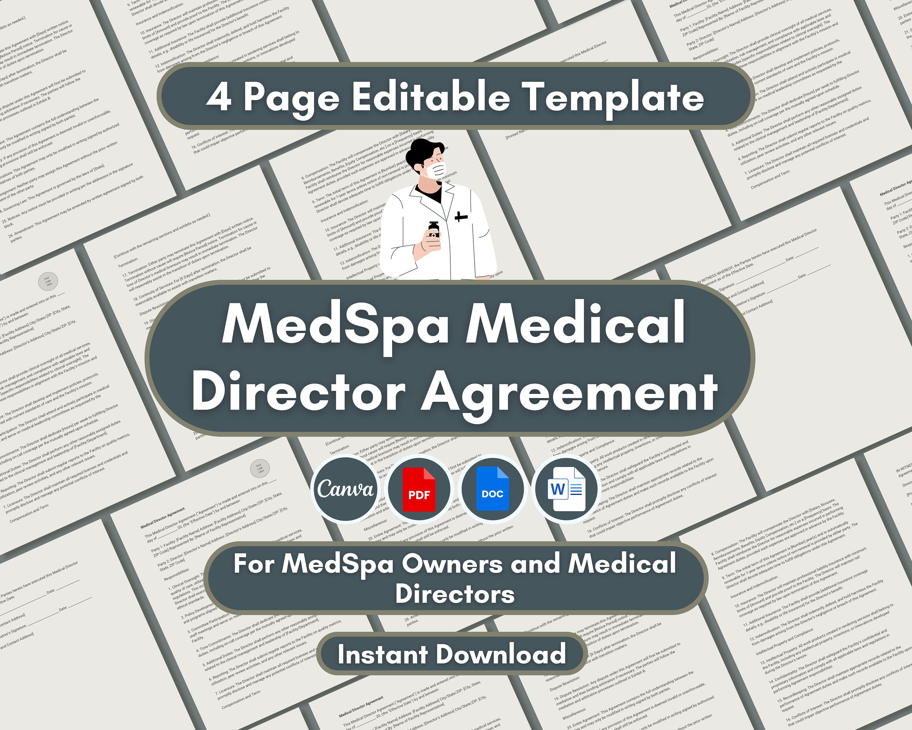 Medspa Template Medical Directors Canva Contract Agreement Form, Med ...