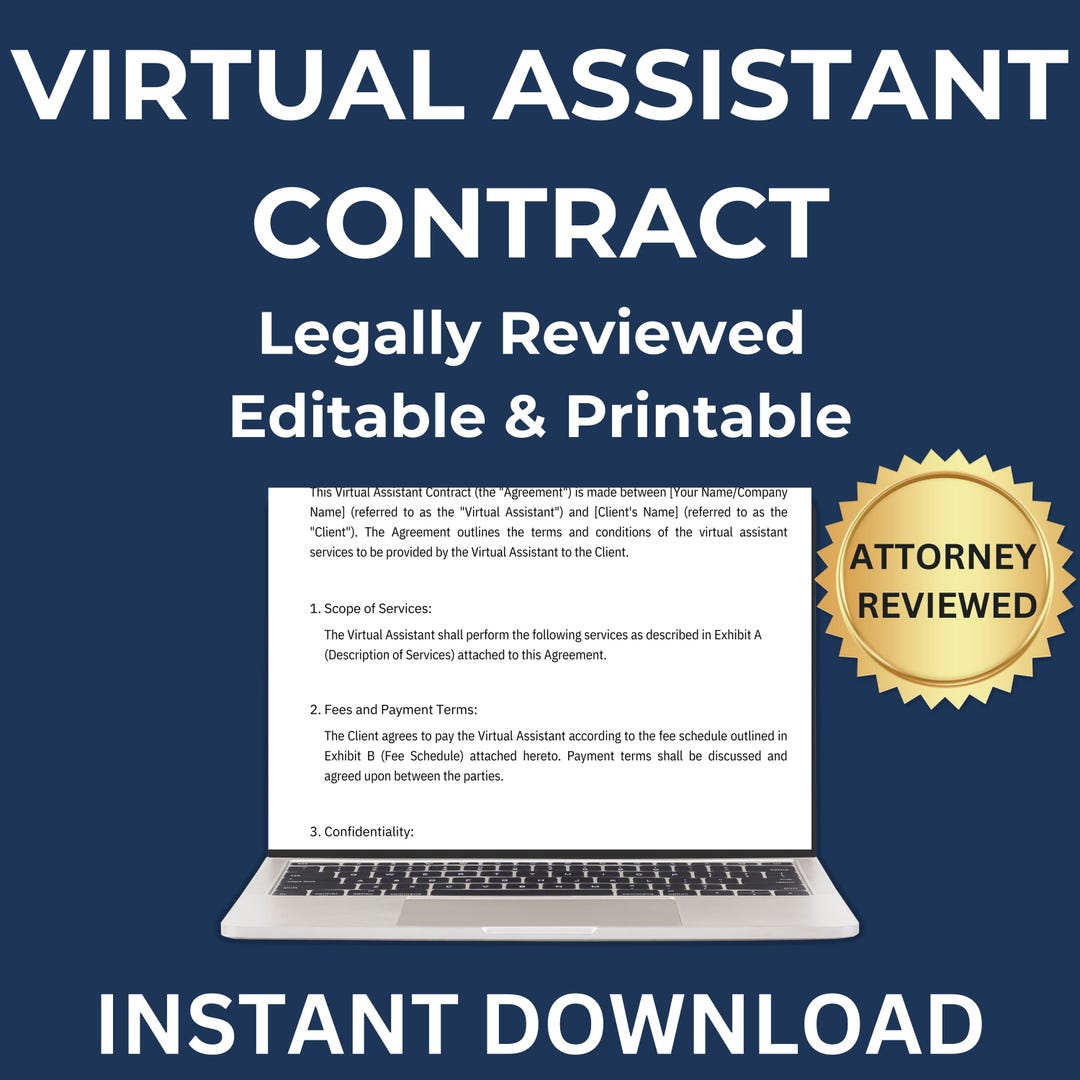 Editable Legal Professional Virtual Assistant Contract, Customizable ...