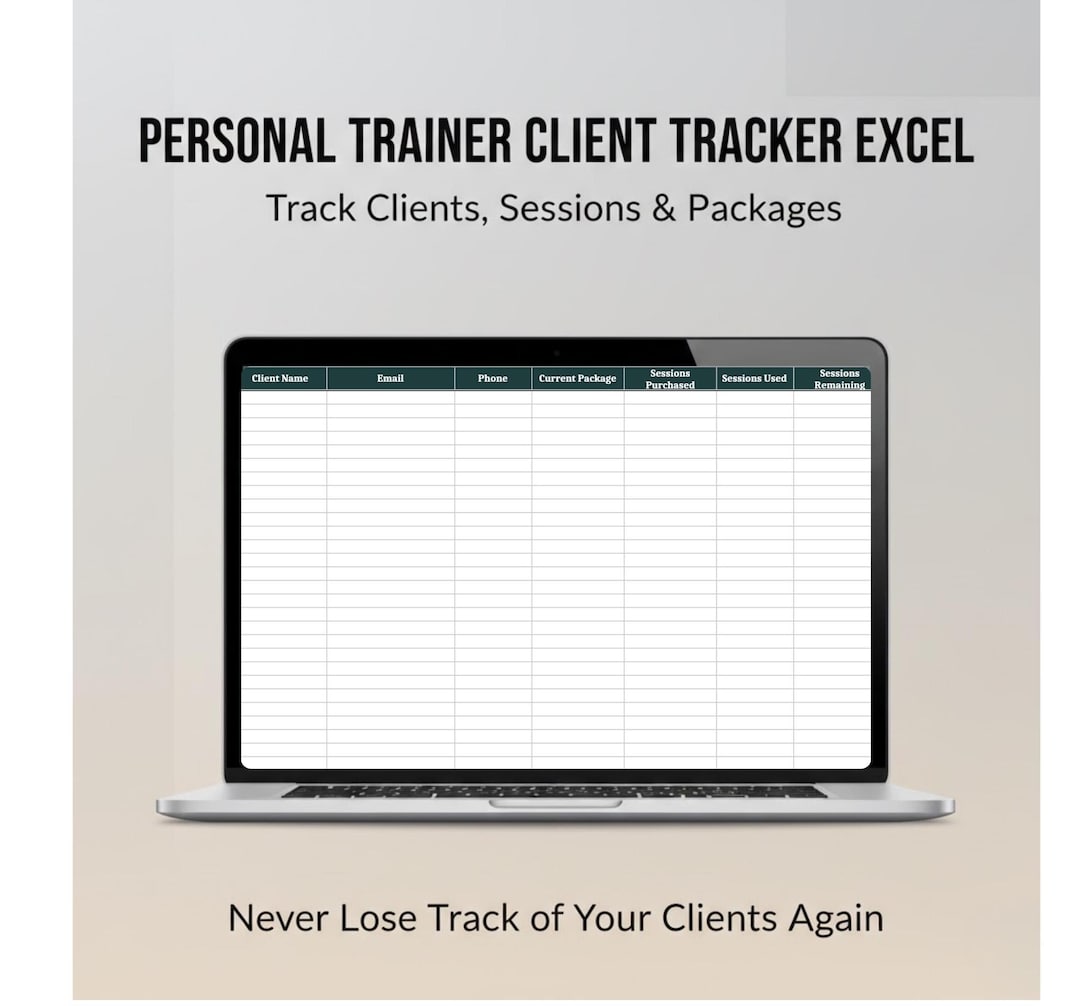Personal Trainer Client Tracker Excel – Session Log & Package Tracking ...