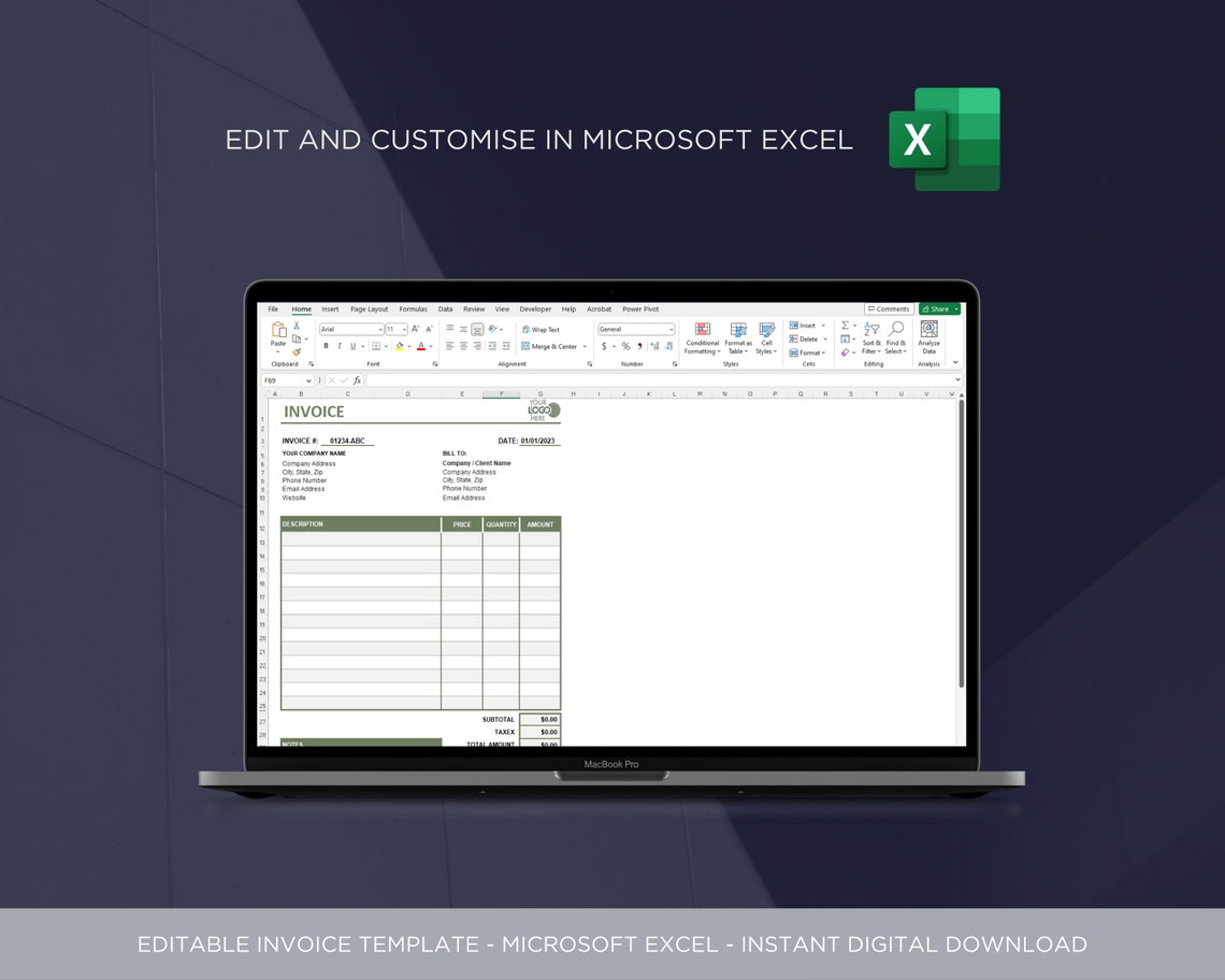 Invoice Excel Invoice Template Invoice Excel, Service Invoice Pricing, Blank Invoice, Automotive ...