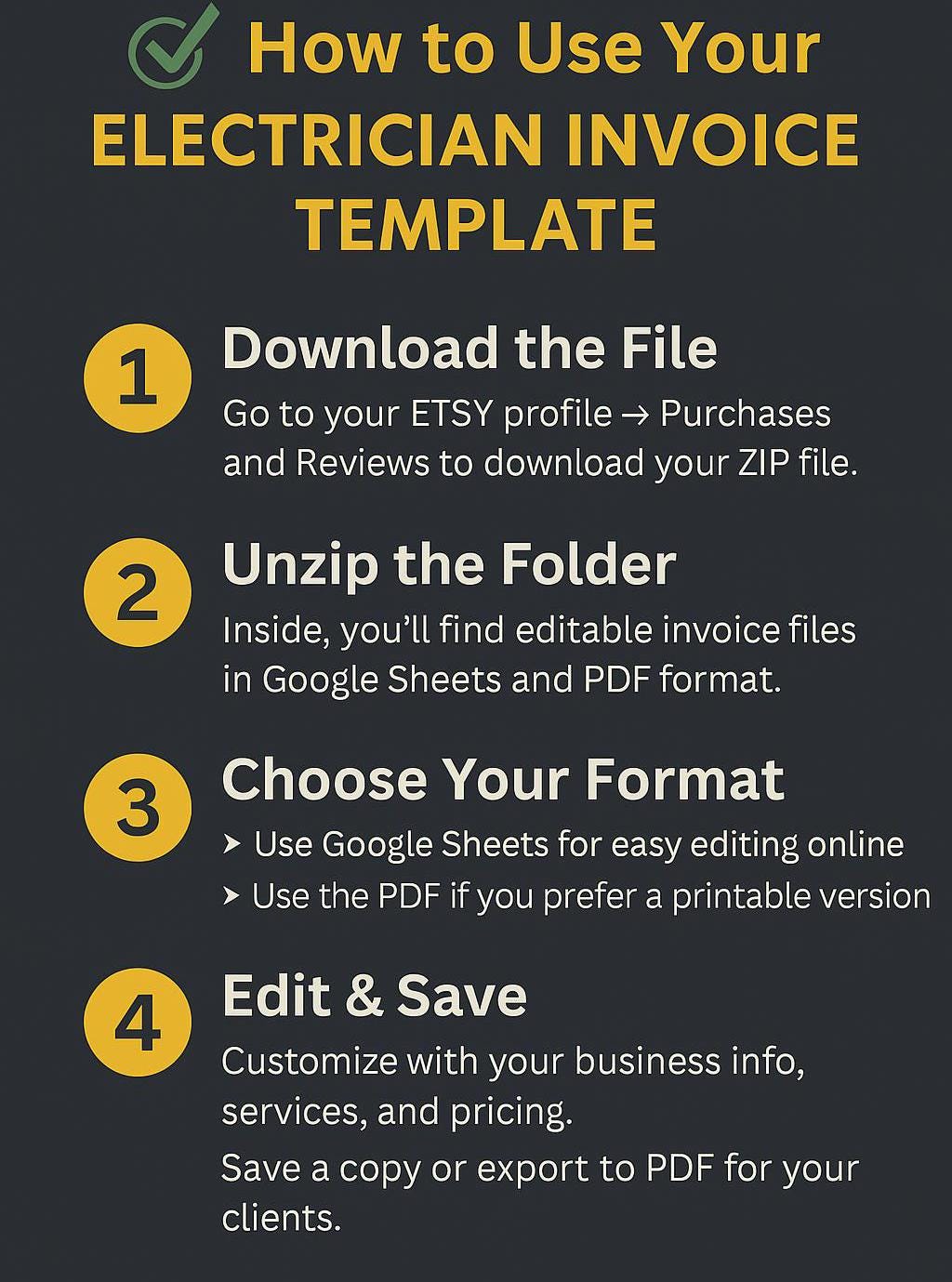 Editable Electric Service Form, Custom Electrician Invoice Sheet ...