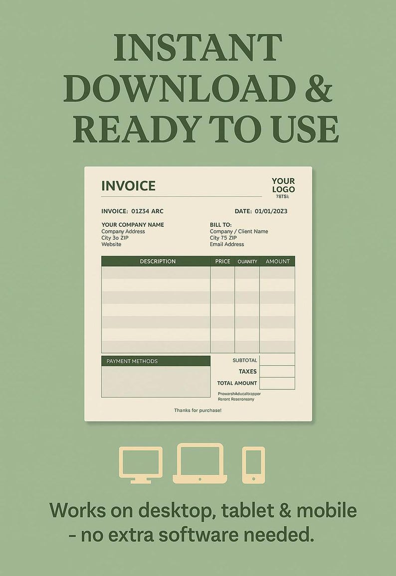 Editable Lawn Service Invoice, Custom Landscaping Billing Template ...