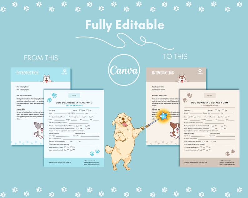 Pet Sitting Contract Editable Dog Boarding Forms Pet Sitting Forms, Dog ...