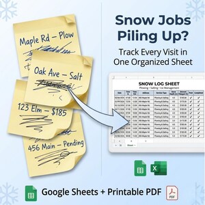 Snow Removal Log Sheet Template – Snow Plow Service Log Spreadsheet ...