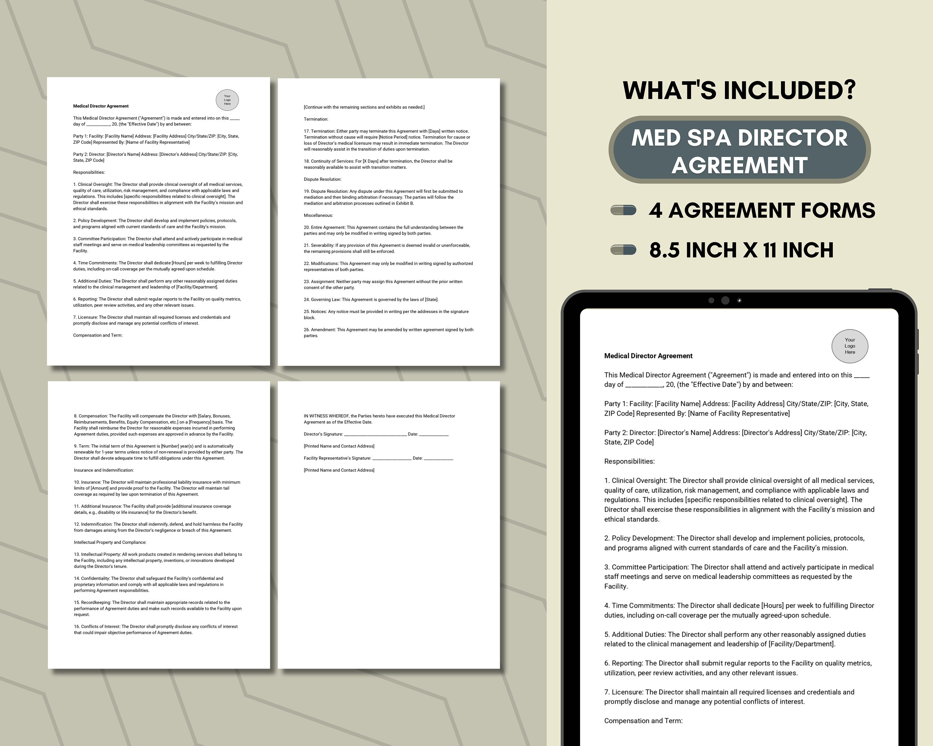 Medical Spa Template Canva Templates Med Spa Forms, Employment Contract ...