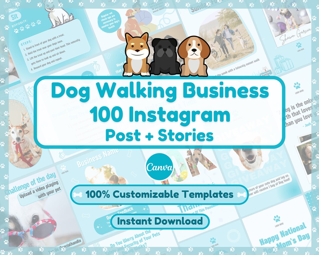 Dog Walking Service IG Post Template, Dog Lover Pets Quotes, Pet Care ...