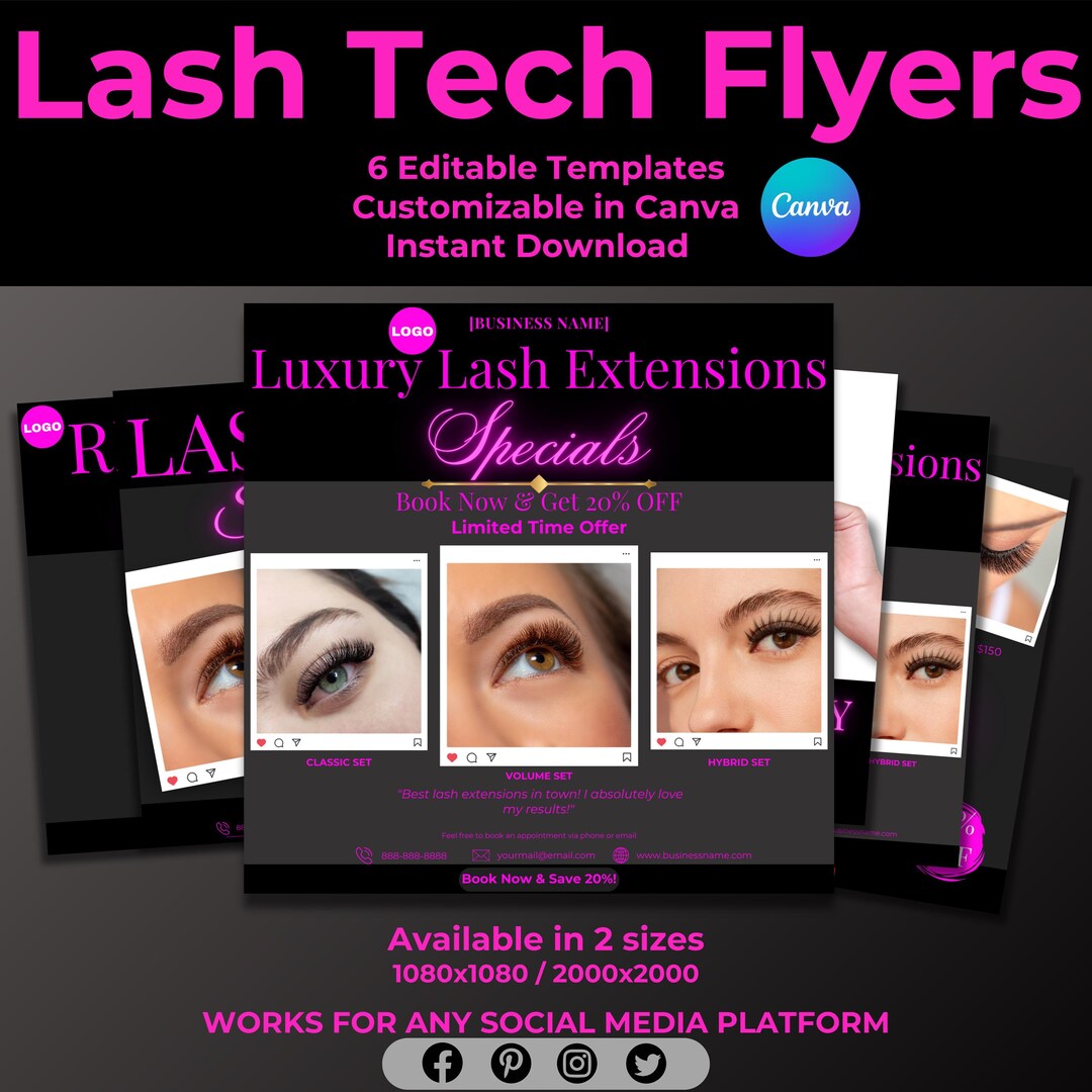 Lash Flyer Template, Canva Lash Tech Special Flyer, Lash Promo Flyer ...