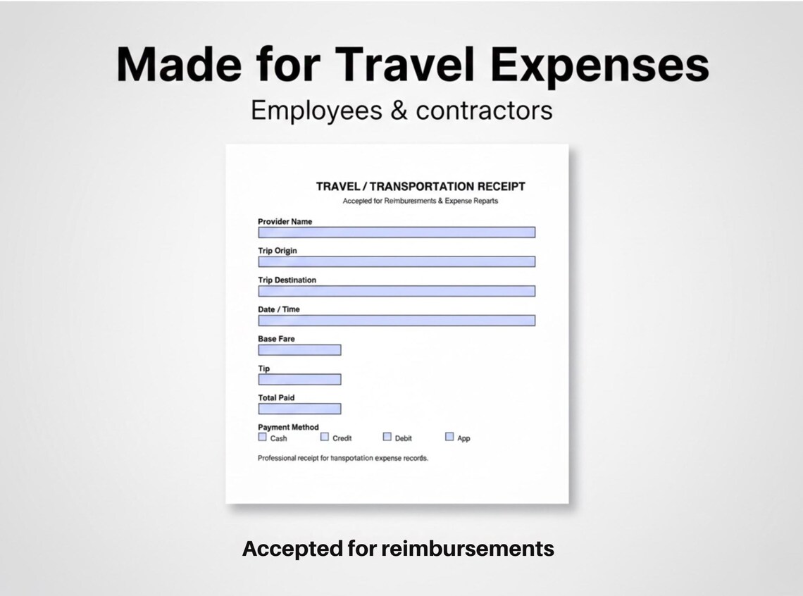 Travel Receipt Template – Transportation Expense Receipt for ...