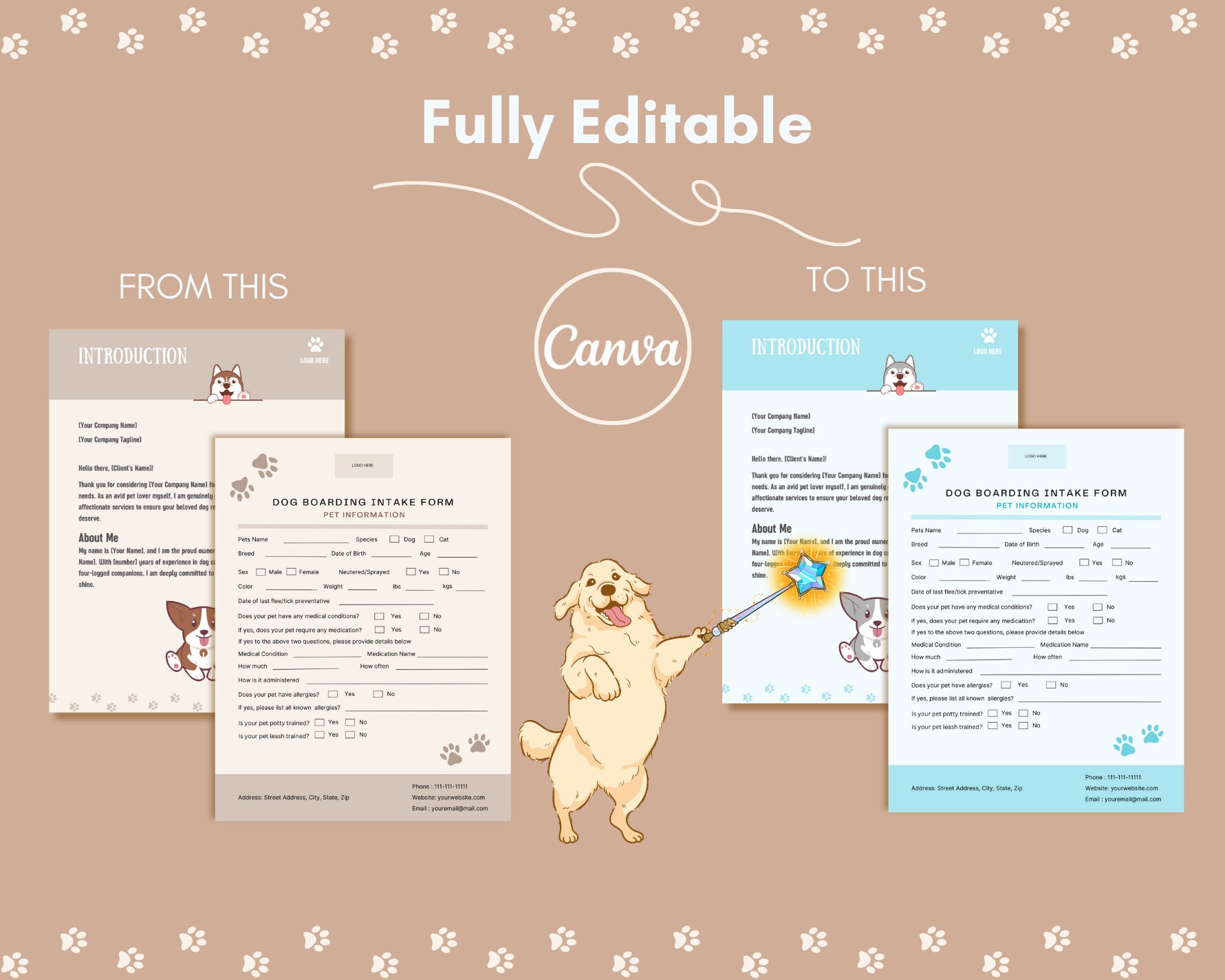Pet Sitting Contract Editable Dog Boarding Forms Pet Sitting Forms, Dog ...