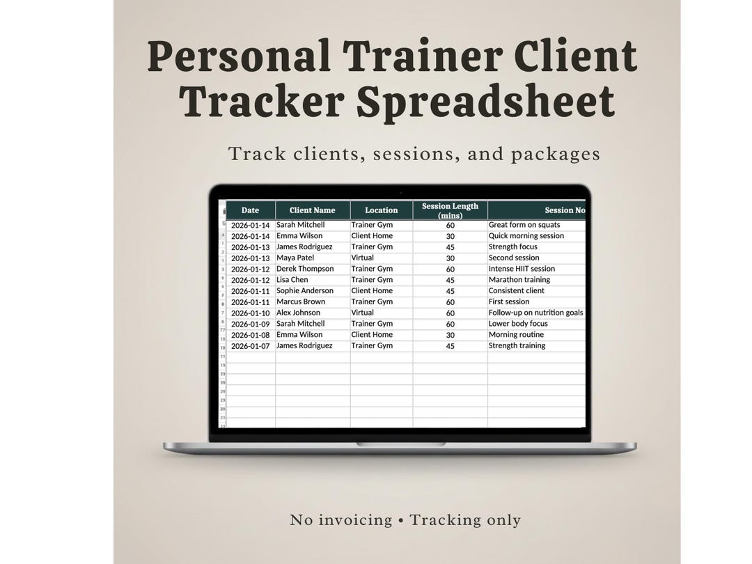 Personal Trainer Client Tracker Excel & Google Sheets – Fitness Coach ...