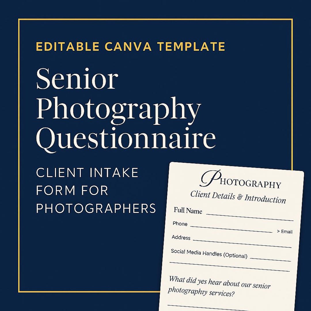 Senior Photography Questionnaire Canva Template | Client Intake Form ...
