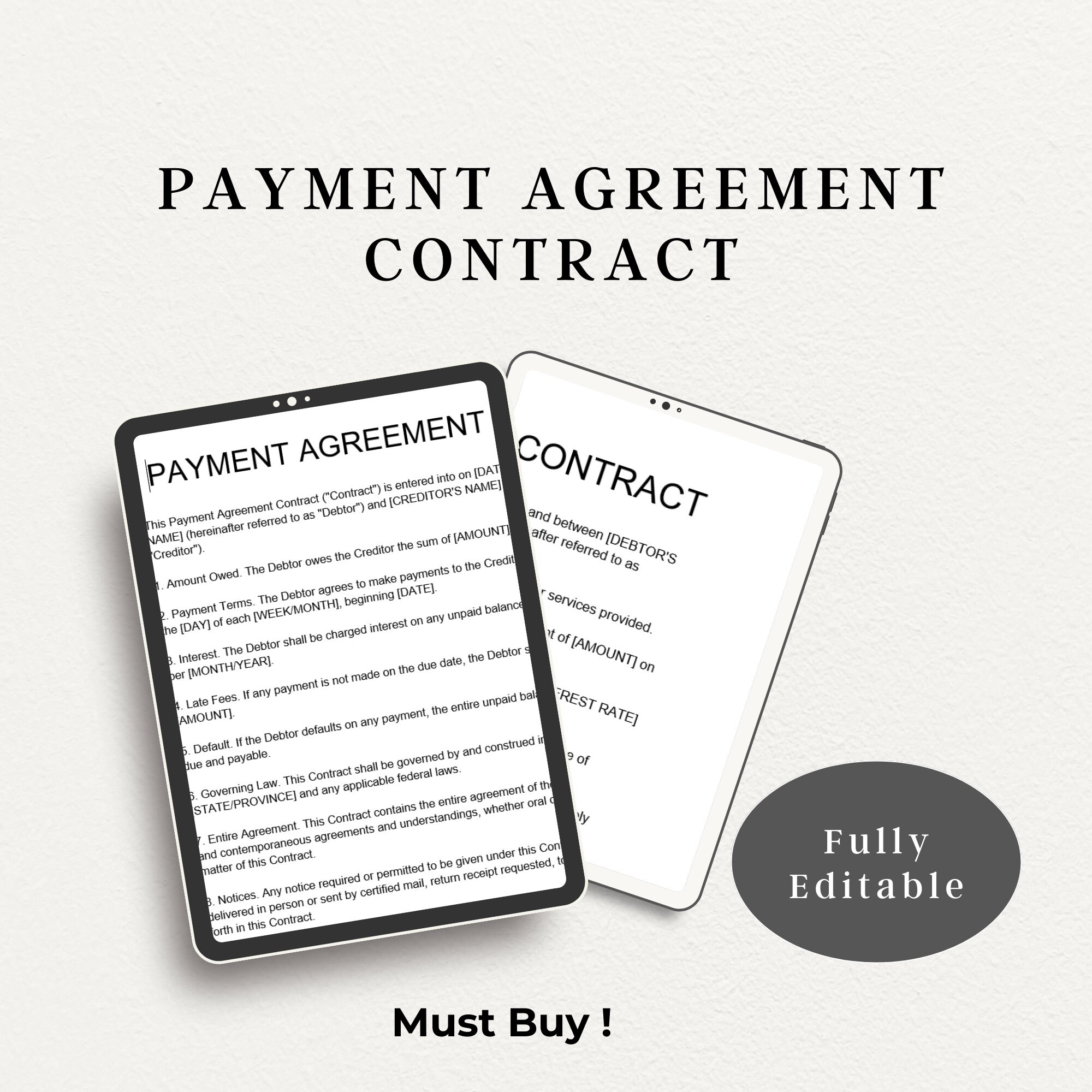 Payment Contract Template, Payment Agreement Template, Service Contract ...