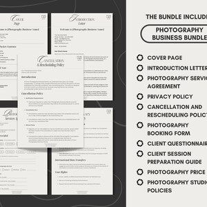 PHOTOGRAPHY BUSINESS BUNDLE, Photography Contract Templates, Editable ...