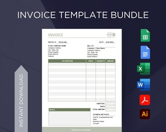 Invoice Template Editable PDF/ Word/ Googledocs/ Googlesheets Template, Customizable ...