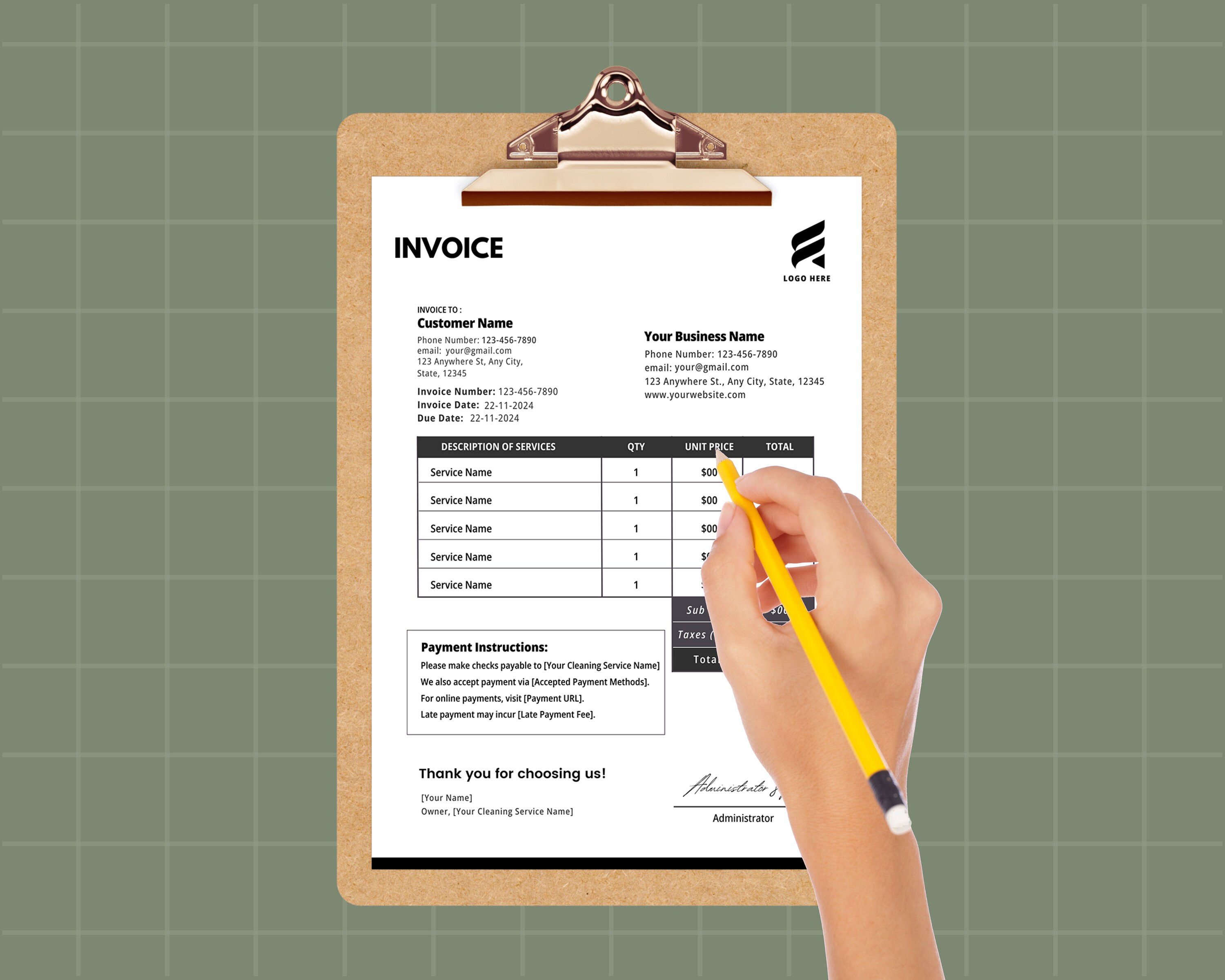 Invoice Template Minimalist Business Invoice, Small Business Editable ...