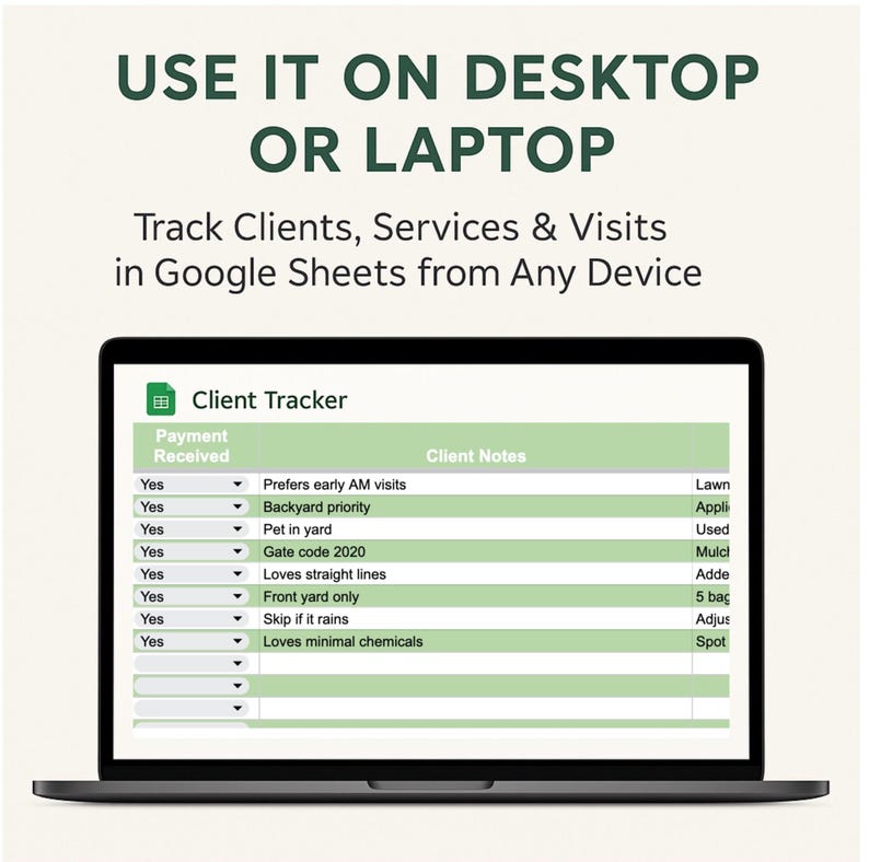 Lawn Care Client Tracker: Google Sheets Template for Landscaping - Etsy