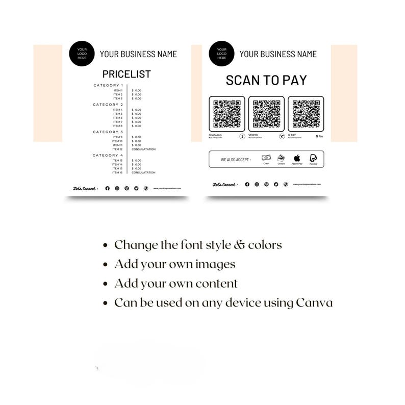 Touch-free Payment Display Template, QR Code Business Sign ...