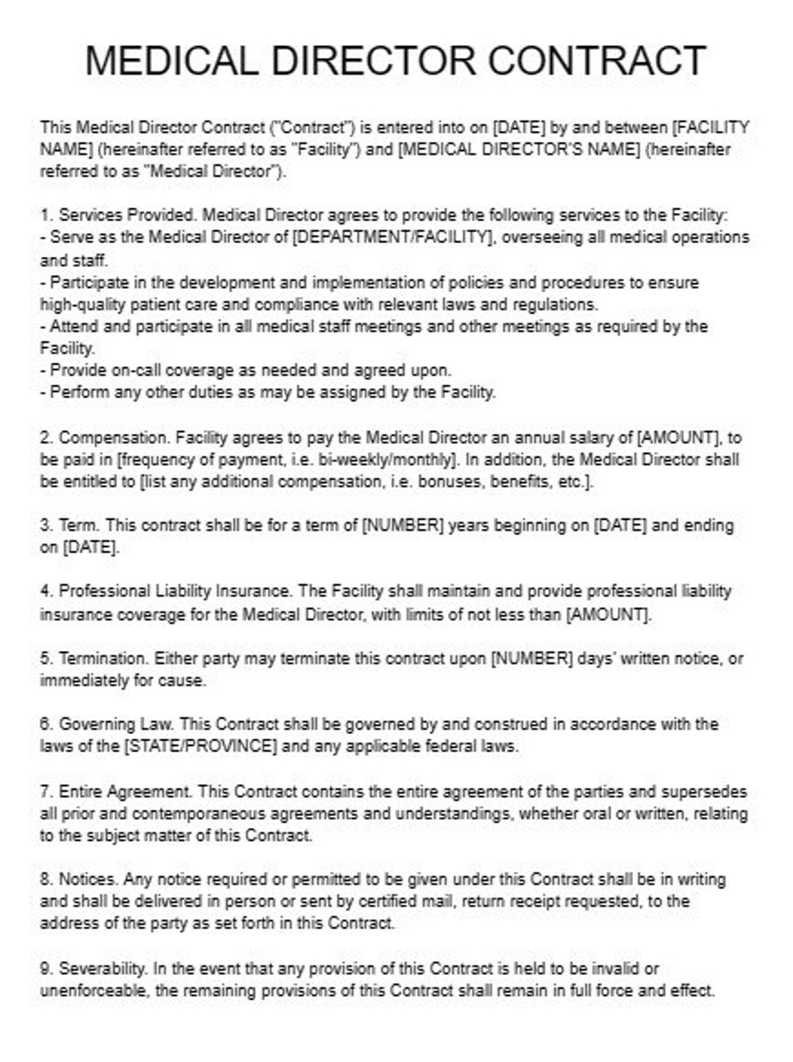 Medical Contract Template, Service Contract Templates, Editable ...