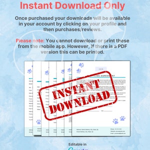 Dog Boarding Contract Agreement & Intake Form, DIY Editable Printable 7 ...