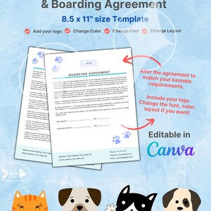 Dog Boarding Contract Agreement & Intake Form, DIY Editable Printable 7 ...