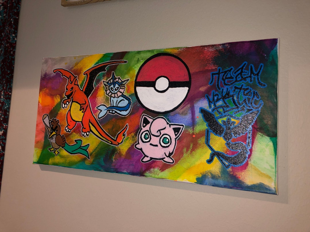 Pokémon Canvas hand-drawn - Etsy