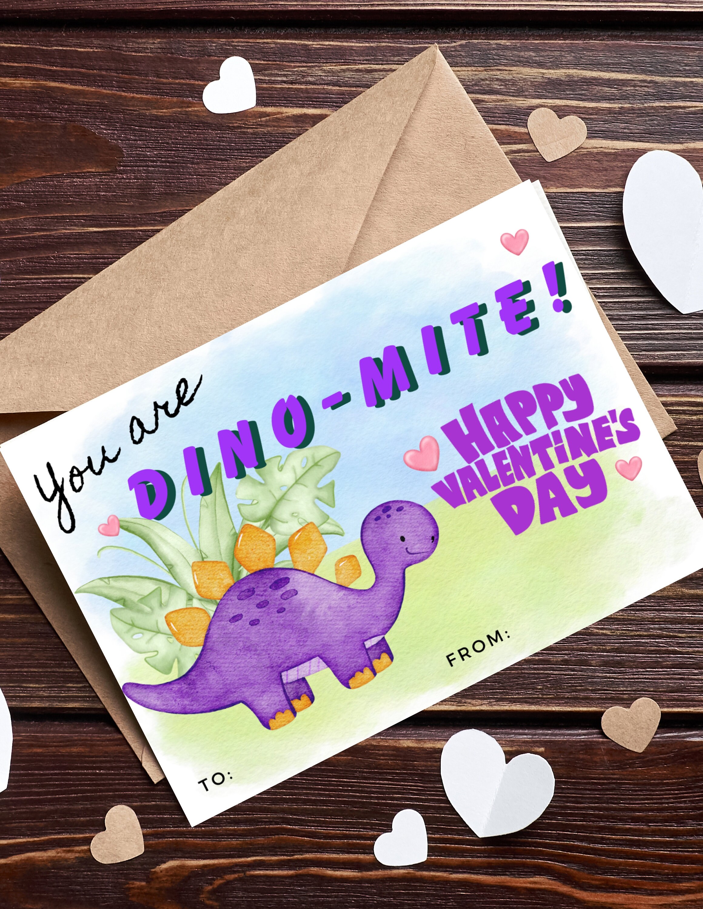 Dinosaur Valentine Card, Dinosaur Valentine, Dinosaur Valentine's Day ...