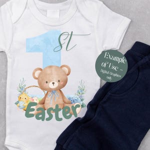 First Easter Teddy PNG, Baby First Easter Sublimation, Girl First ...