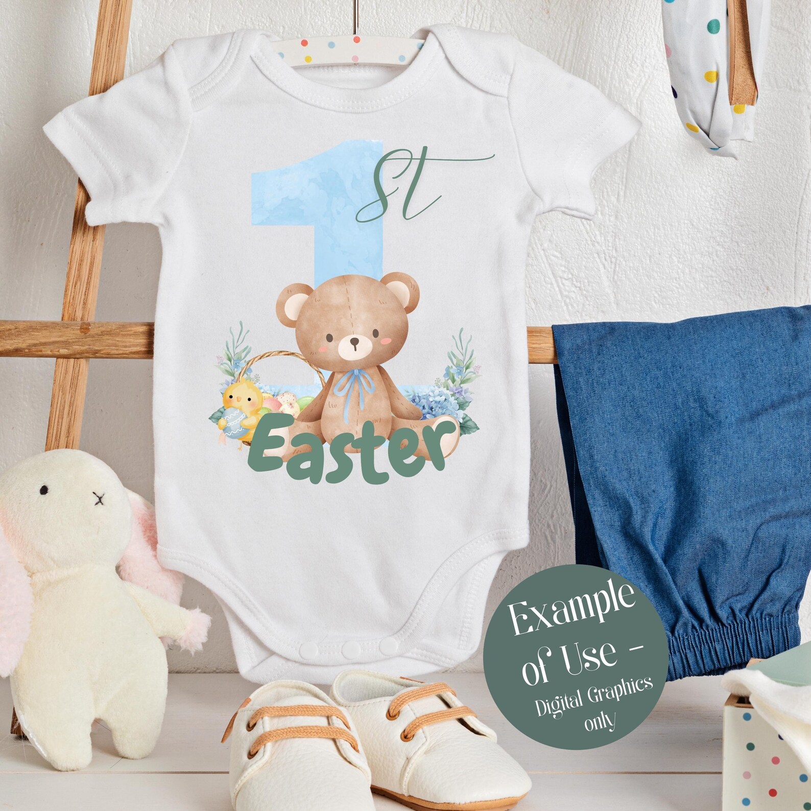 First Easter Teddy PNG, Baby First Easter Sublimation, Girl First ...