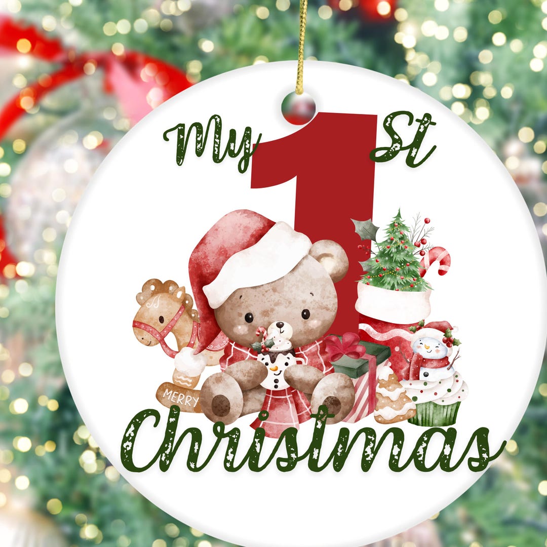 Christmas Bear PNG, First Christmas Clipart, Christmas Teddy Bear, Baby ...