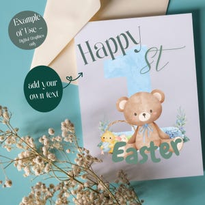 First Easter Teddy PNG, Baby First Easter Sublimation, Girl First ...