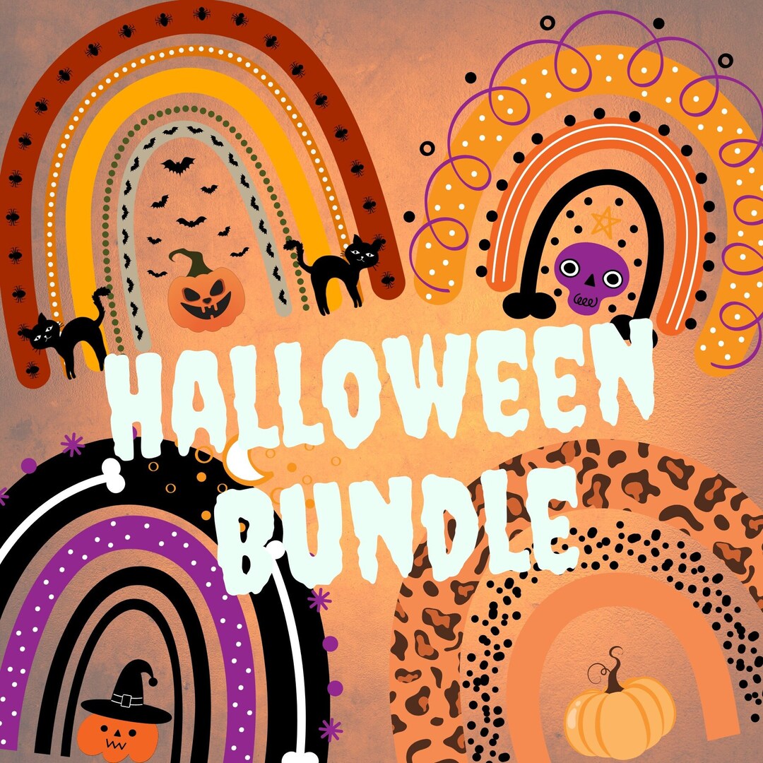 Halloween Rainbow Bundle, Halloween PNG, Teacher Halloween Spooky ...