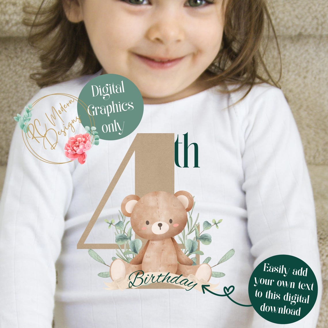 Teddy Bear Number Set, Gender Neutral Bear Birthday, Brown Teddy Bear ...