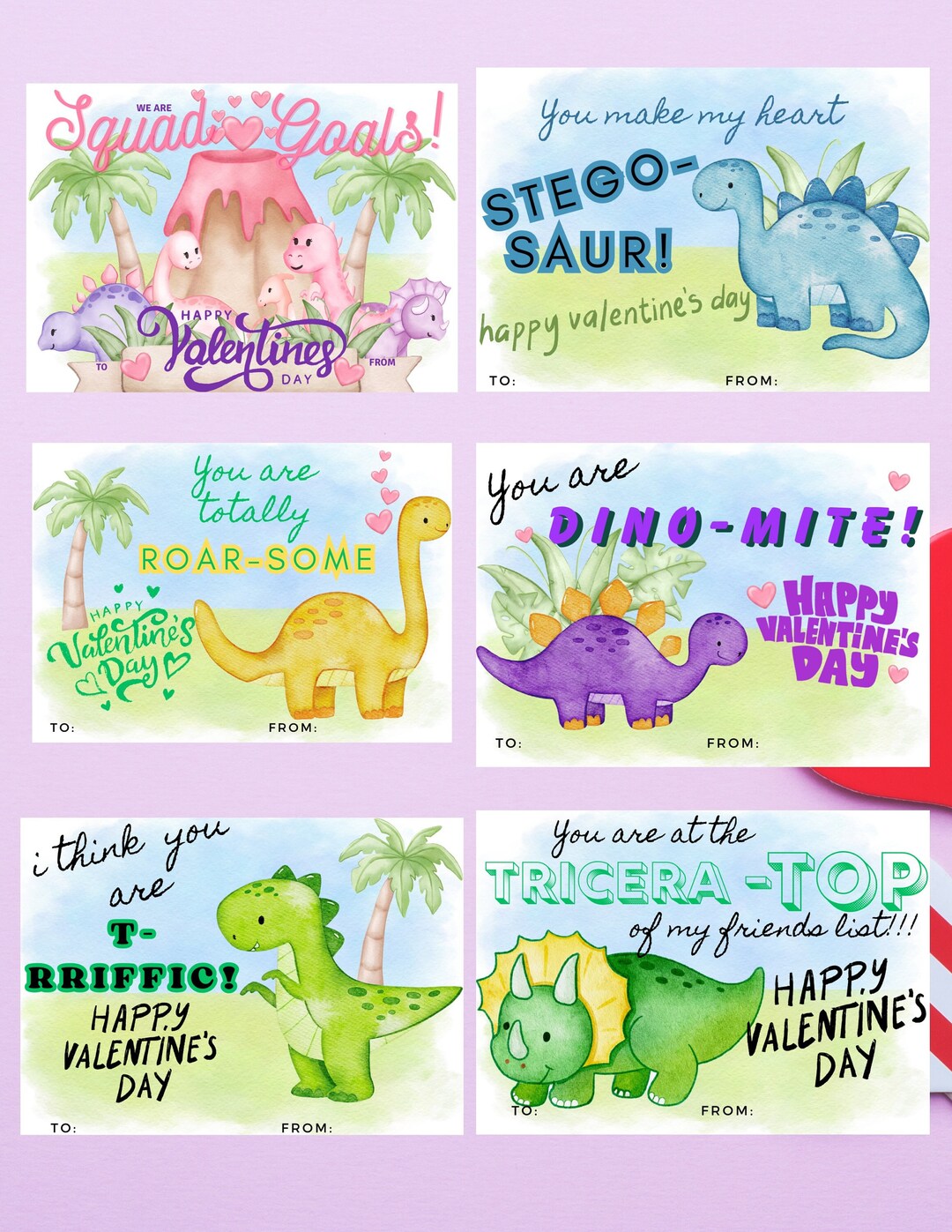 Dinosaur Valentine Card, Dinosaur Valentine, Dinosaur Valentine's Day ...