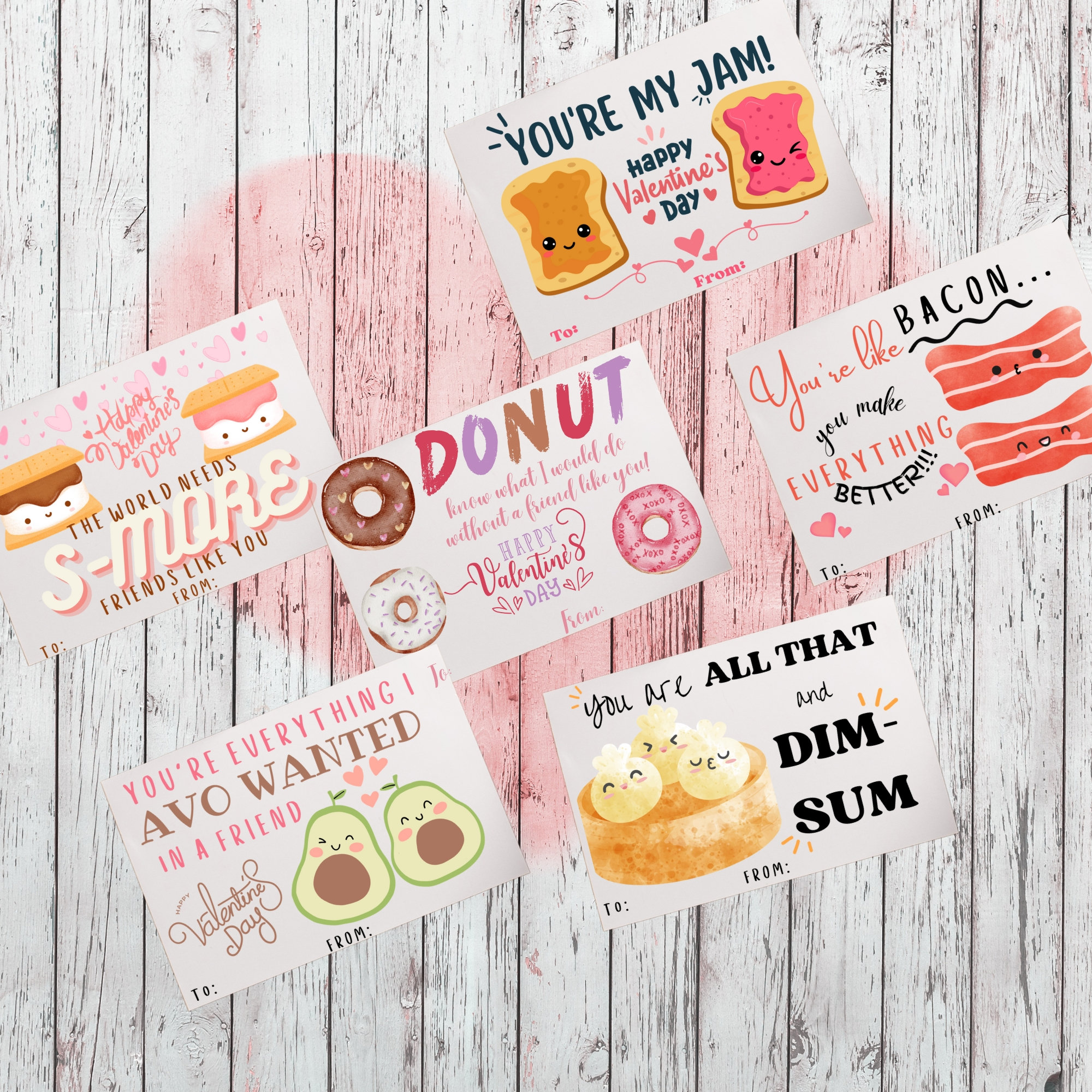 Food Valentine Card Kids Class Valentine Printable Class - Etsy