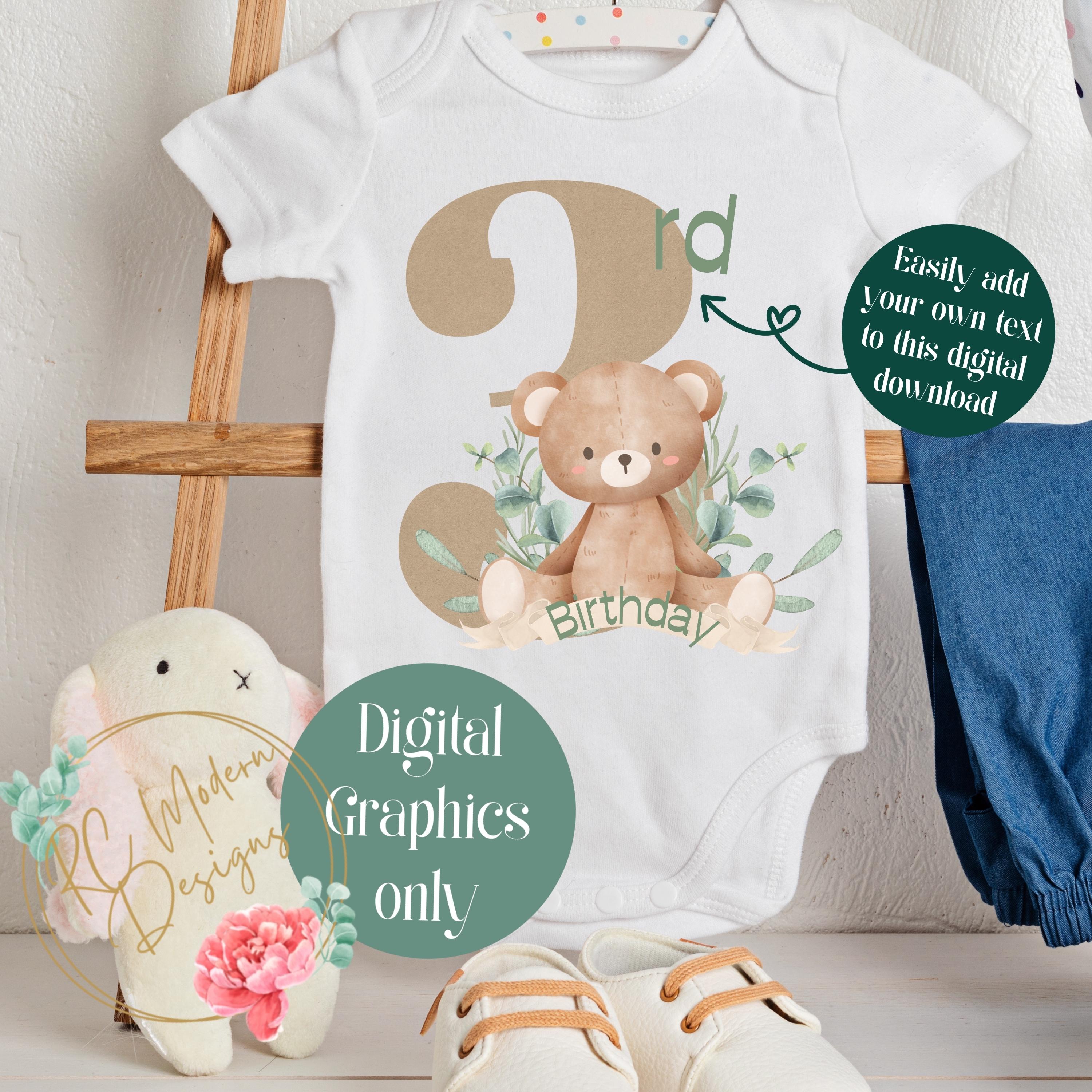 Teddy Bear Number Set, Gender Neutral Bear Birthday, Brown Teddy Bear ...