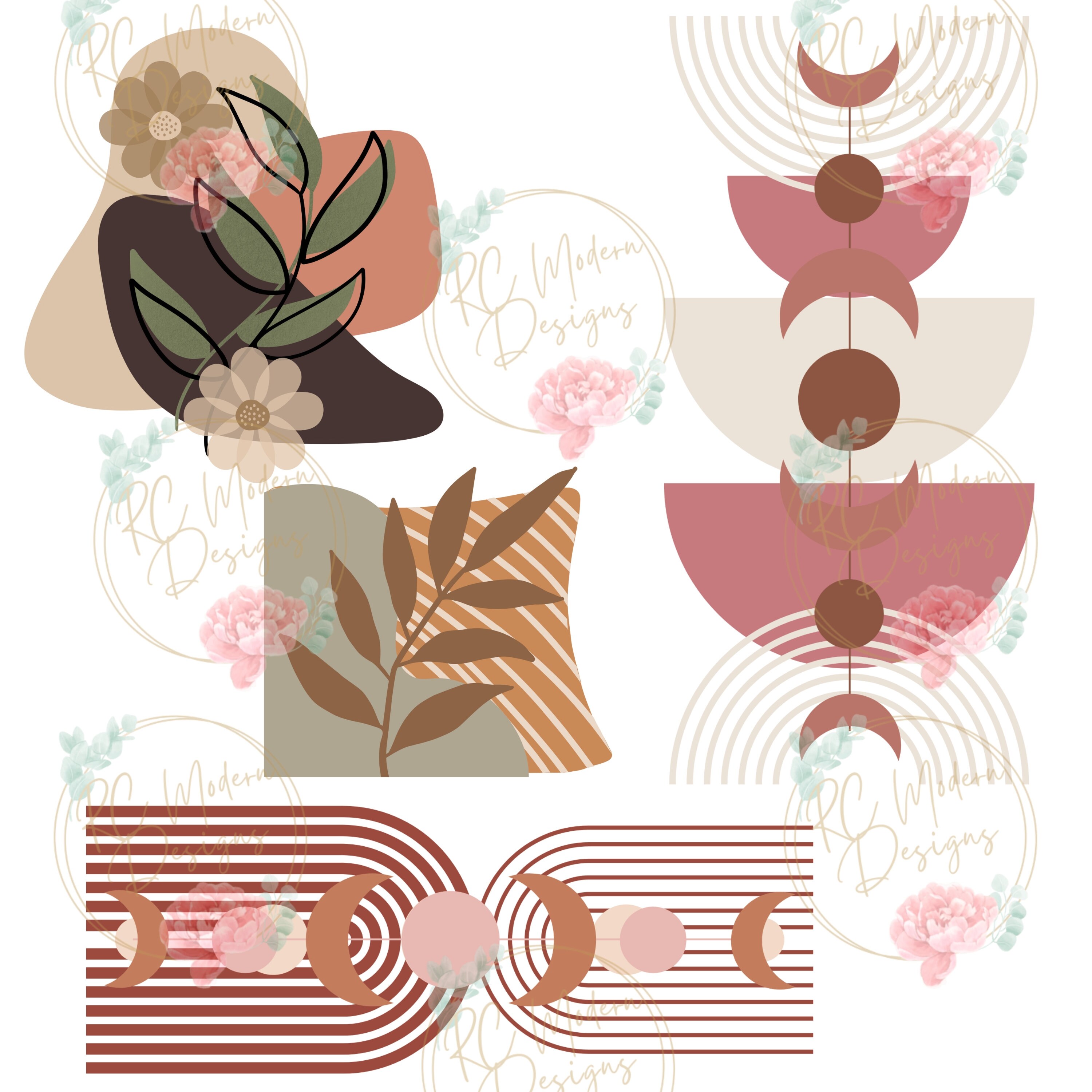 Boho Clipart, Geometric Clipart, Boho Minimal Clipart, Bohemian Theme ...