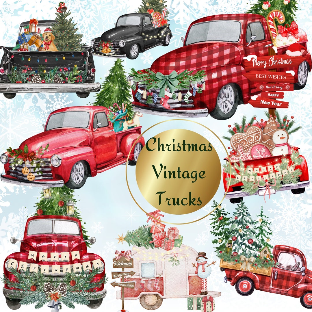 Christmas Truck PNG Bundle, Christmas Vintage Trucks, Holiday Vintage ...