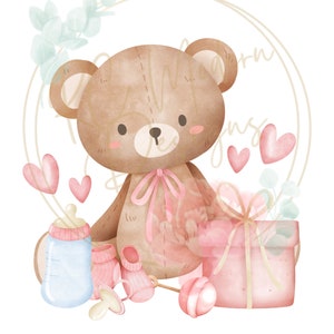 Teddy Bear Baby Shower Baby Shower Bear Clipart Watercolor - Etsy