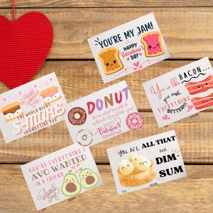 Food Valentine Card Kids Class Valentine Printable Class - Etsy