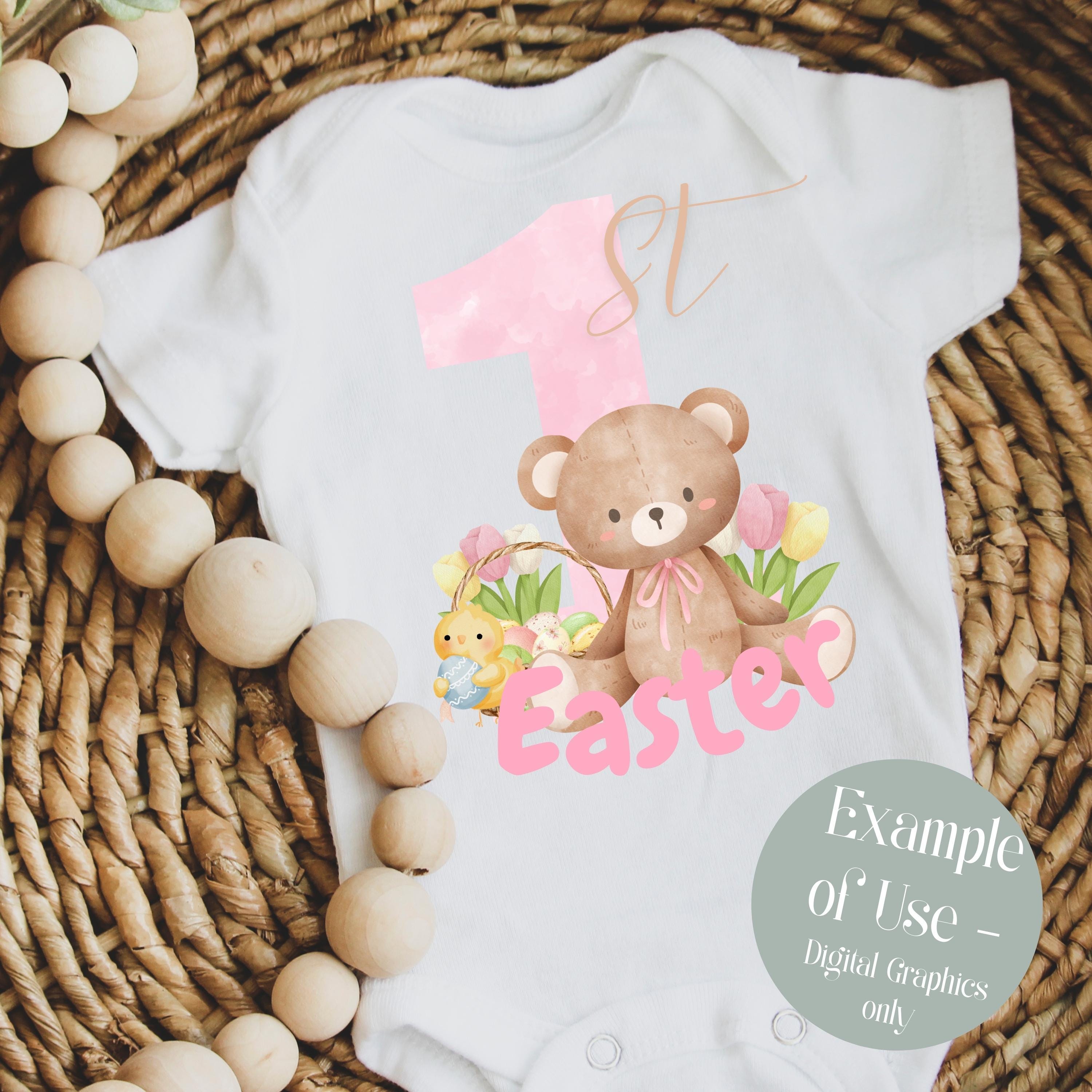 First Easter Teddy PNG, Baby First Easter Sublimation, Girl First ...