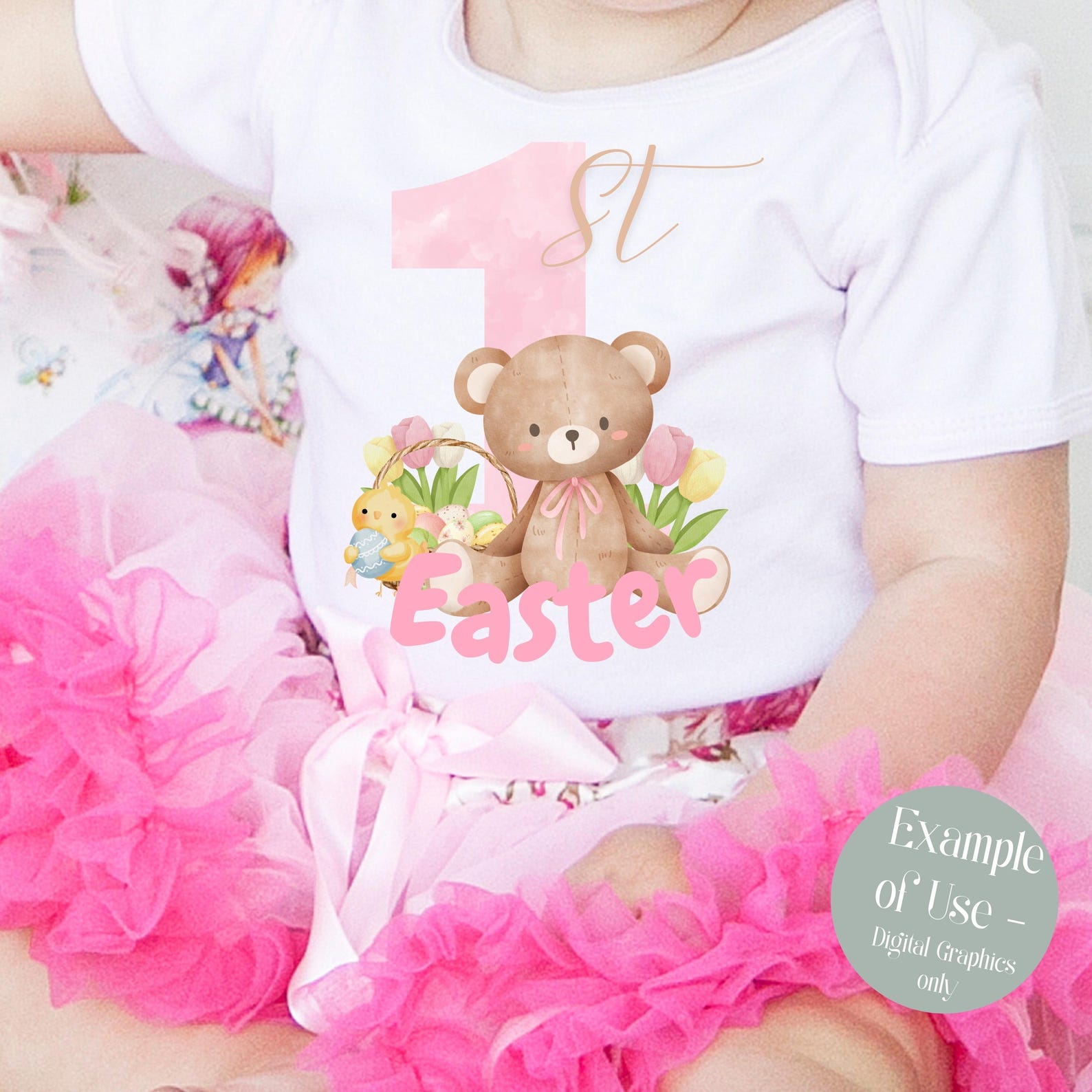 First Easter Teddy PNG, Baby First Easter Sublimation, Girl First ...
