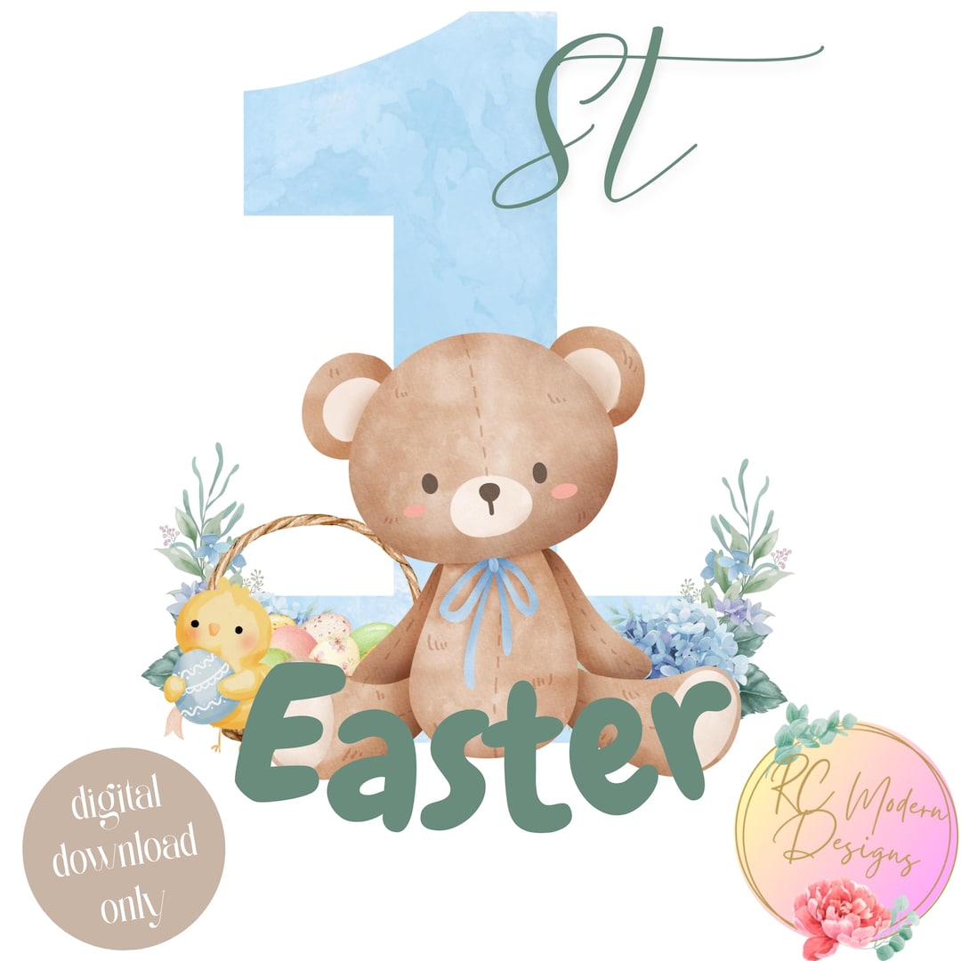 First Easter Teddy PNG, Baby First Easter Sublimation, Girl First ...