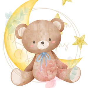 Teddy Bear Baby Shower Baby Shower Bear Clipart Watercolor - Etsy
