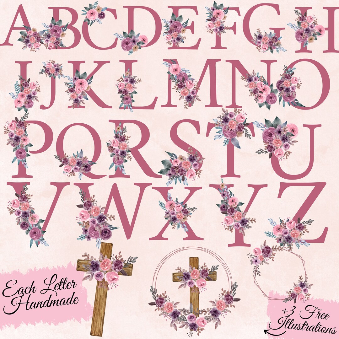 Watercolor Floral Alphabet Clipart | Boho Letters | Autumn Floral ...