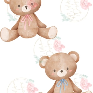 Teddy Bear Baby Shower Baby Shower Bear Clipart Watercolor - Etsy
