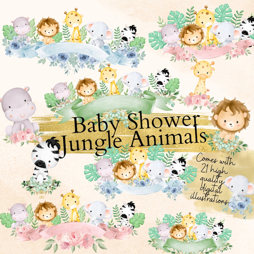 Baby Jungle Safari Animals, Safari Baby Shower, Baby Shower Jungle ...