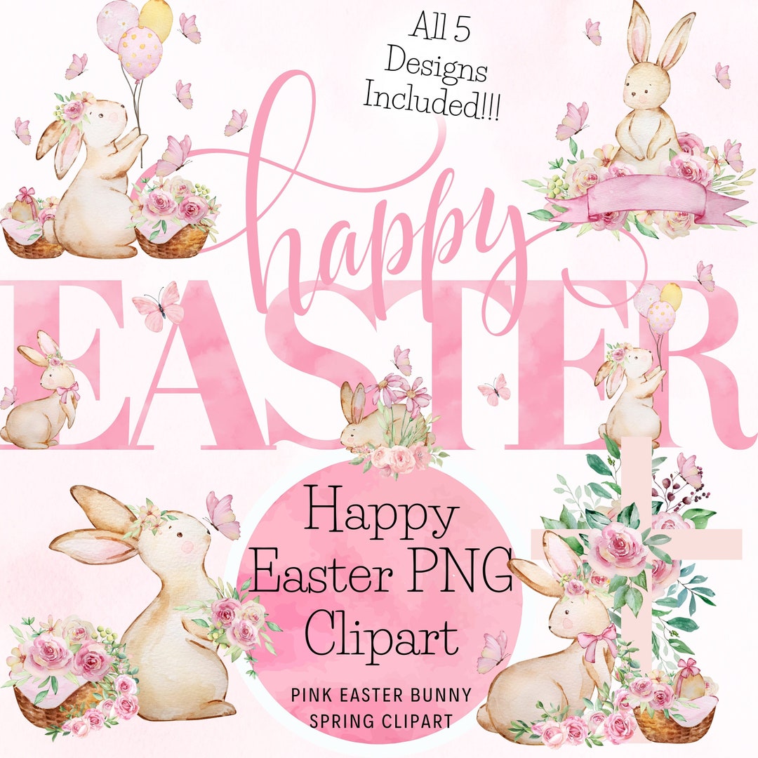 Pink Easter Bunny, Pink First Easter PNG, Baby Bunny Easter, Pink Baby ...