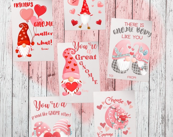 Printable Gnome Valentine for School Class - Gnome Valentine Download ...