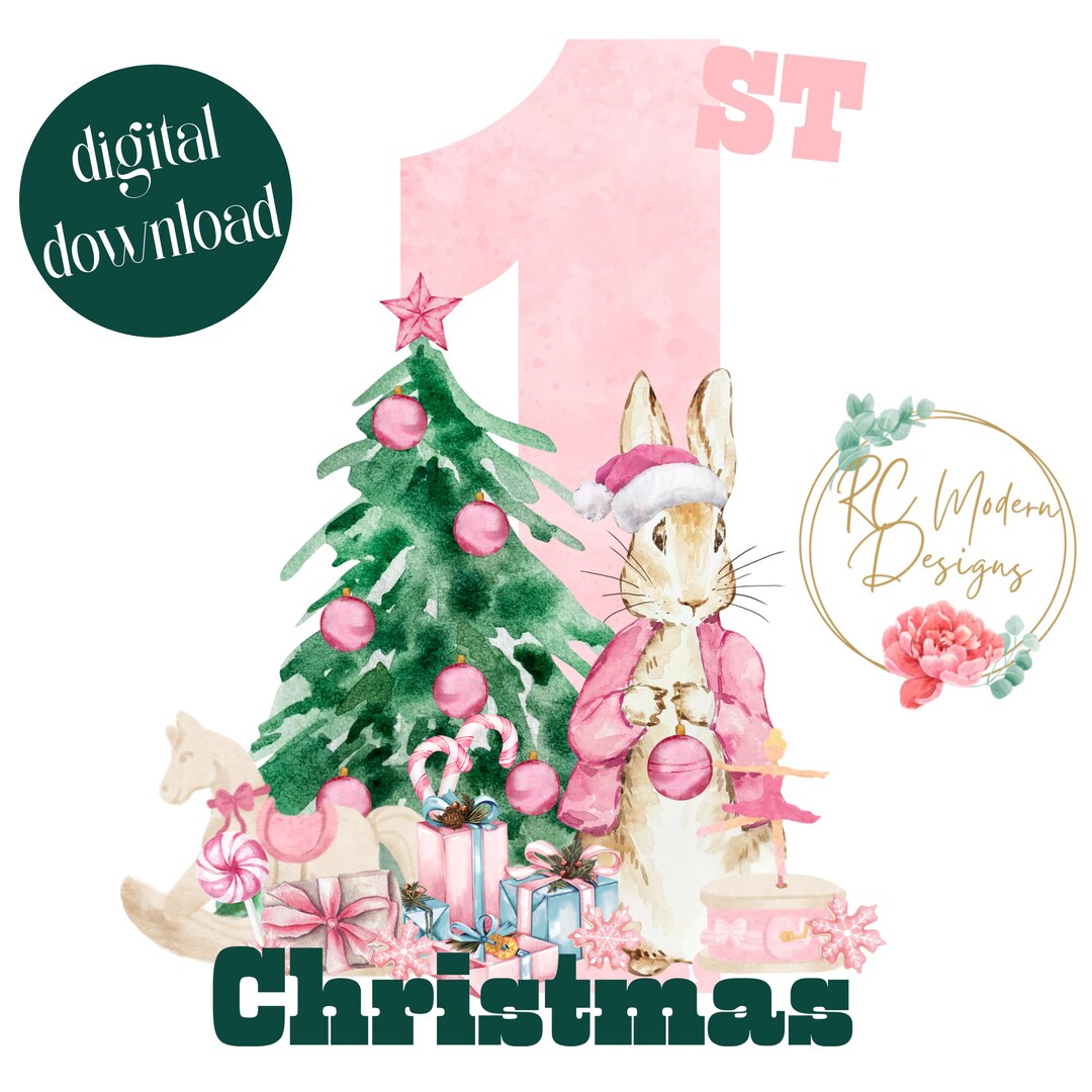 First Christmas PNG, Peter Rabbit Girl First Christmas, Pink First ...